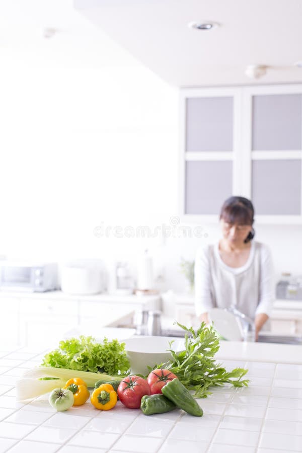 The Kitchen Counter Vegetables Stock Photo - Image of clean, kitchen ...