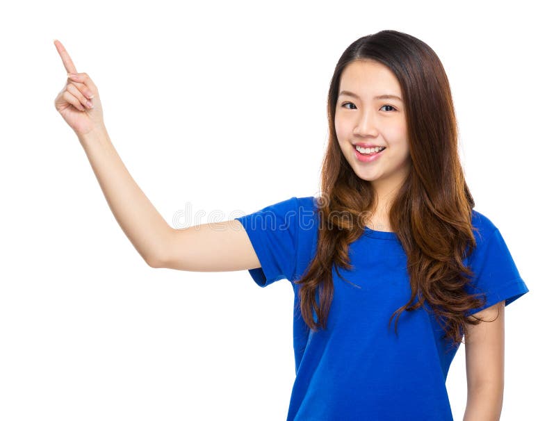 Asian Woman with Finger Point Out Stock Photo - Image of female, korean ...