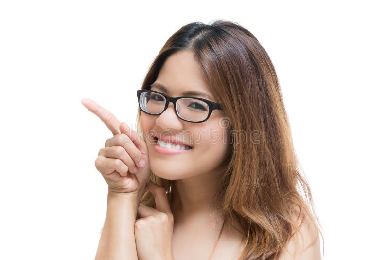Asian Woman Finger Pointing Stock Image - Image of attractive, finger ...