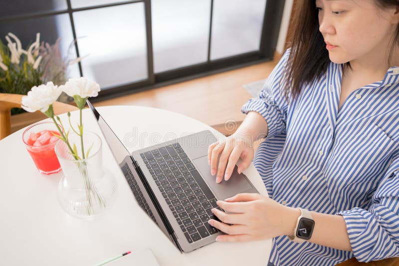 Woman Freelancer Relax and Happy during Working from Home Stock Image ...