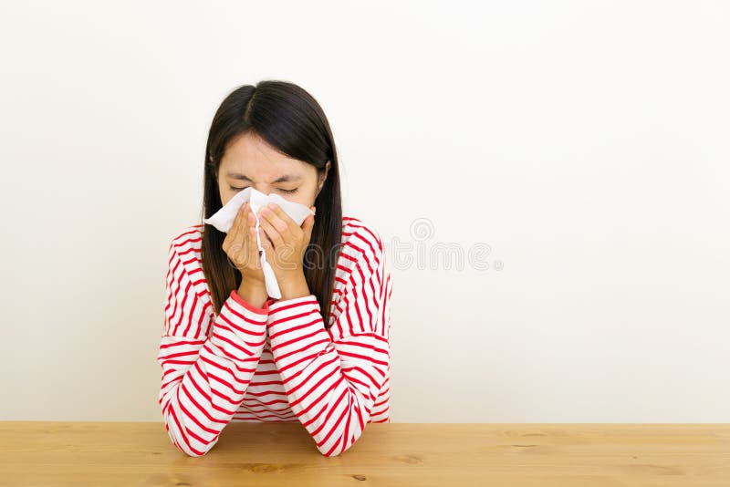 Asian woman get cold stock image. Image of china, home - 35688367