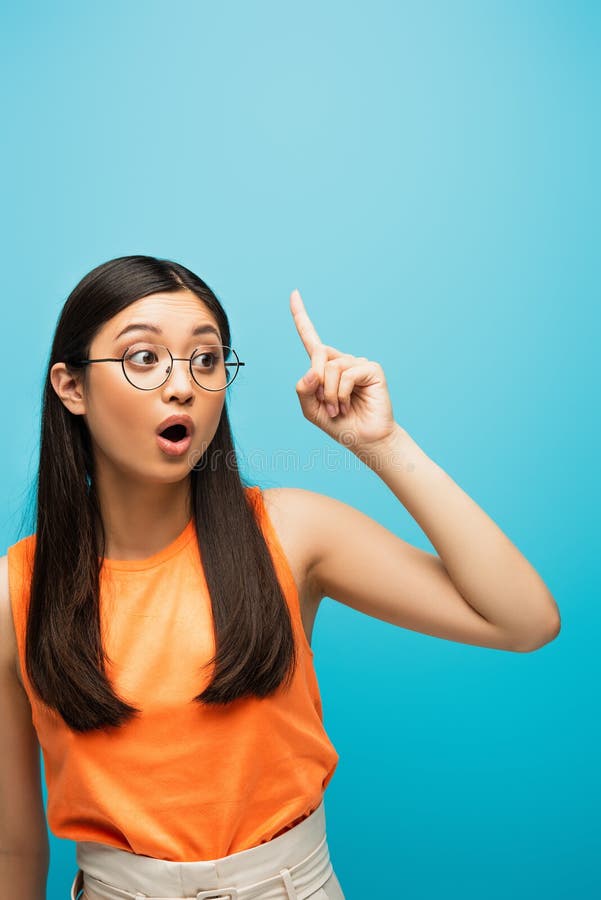 Asian Woman in Glasses Having Idea Stock Image - Image of solution ...