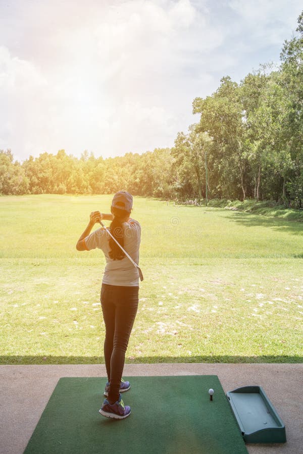 Asian Woman Golfer Hit Sweeping Golf Course Editorial Photo - Image of ...