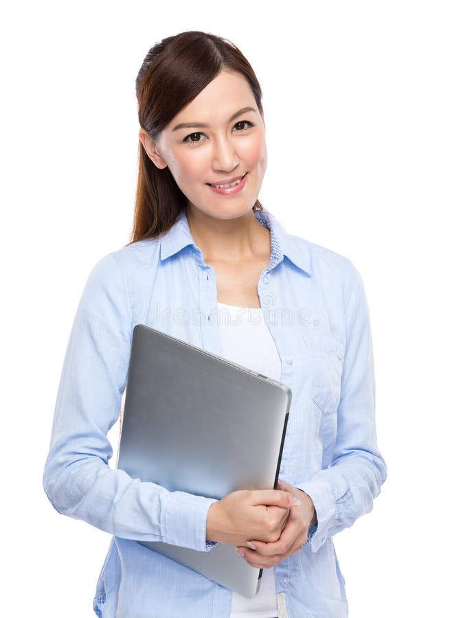 Asian Woman with laptop stock photo. Image of isolated - 42709574