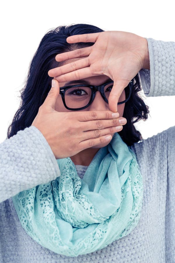 Asian Woman Making Square with Hands Stock Image - Image of cute ...