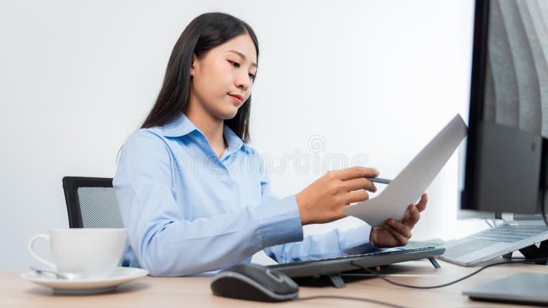 Asian Woman Programmer Typing Source Code With Computer Pc For