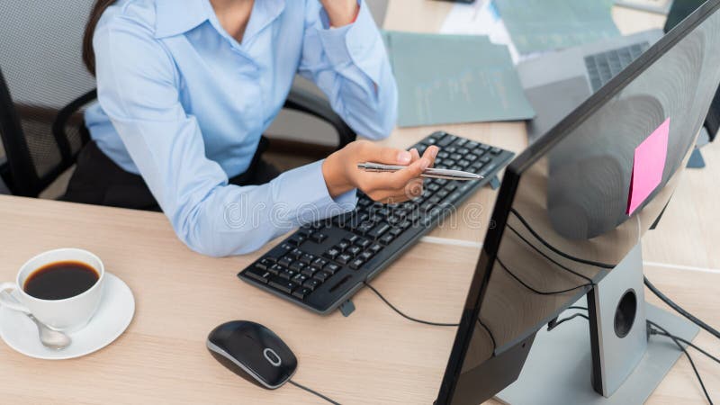 Asian Woman Programmer Typing Source Code With Computer Pc For