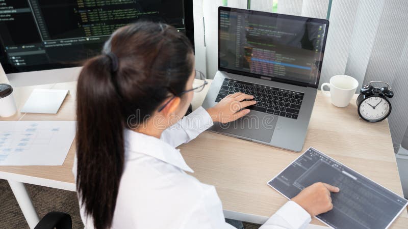 Programmer Typing Code On Desktop Computer Developing Programming And Coding Technologies