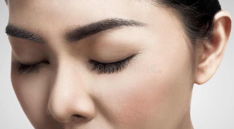 Asian woman s eyes closed stock photo. Image of girl - 69325698