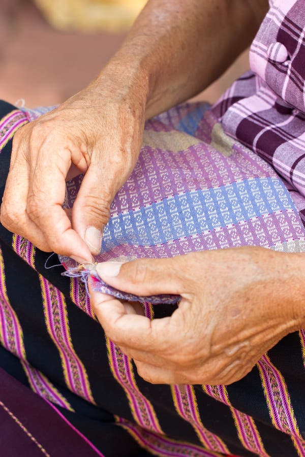 Patchwork In Process, Sewing By Hand Stock Photo - Image of house ...