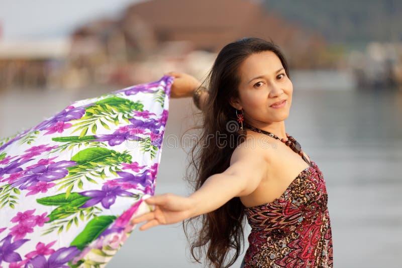 Asian woman with sarong stock image. Image of person - 19420109