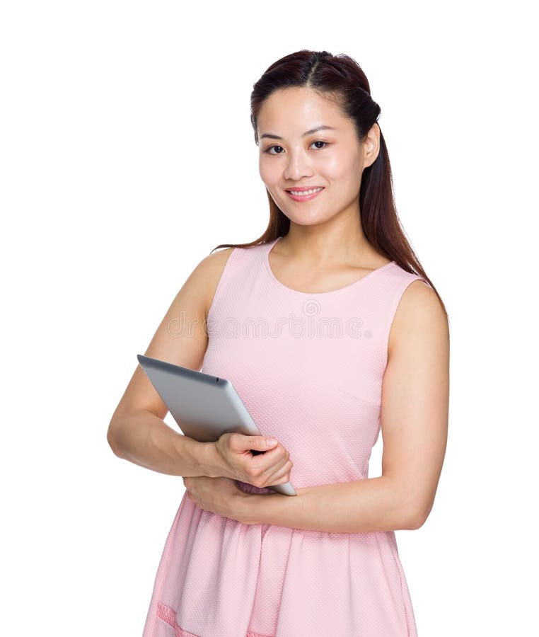 Asian woman with tablet stock image. Image of businesswoman - 42318183