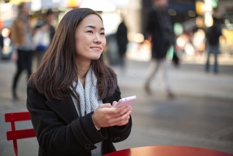 Asian Woman Texting on Cellphone Stock Photo - Image of cellphone ...