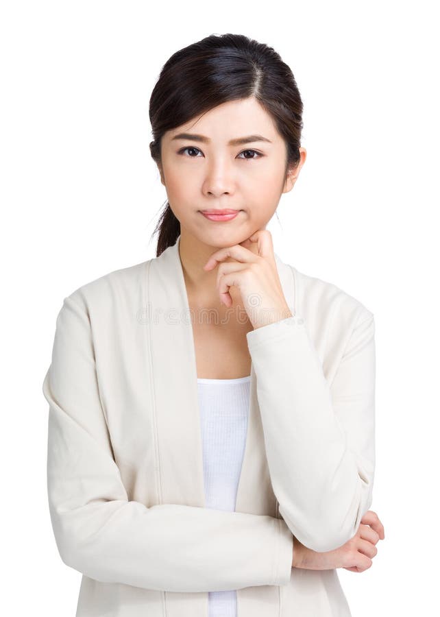 Asian woman thinking stock photo. Image of bright, adult - 41171224