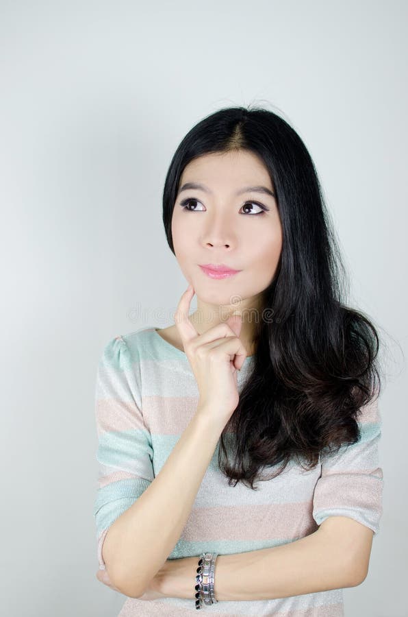 Asian woman thinking stock image. Image of search, positive - 30142963