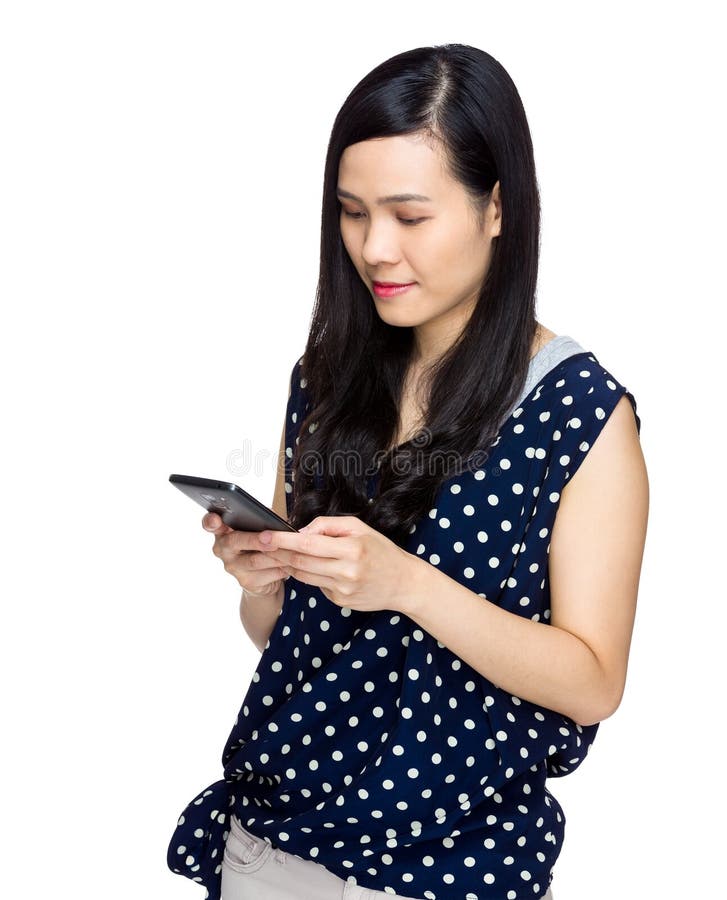 Asian Woman Use Mobile Phone Stock Photo - Image of phone, media: 41804410
