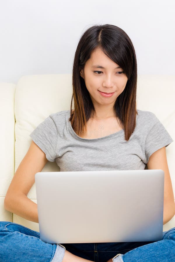 Asian woman using laptop stock image. Image of japanese - 33650665