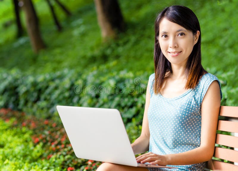 Asian woman using laptop stock photo. Image of female - 34362266
