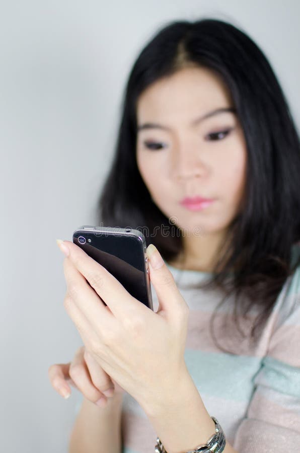 Asian Woman Using Smartphone Stock Image - Image of technology, asia ...