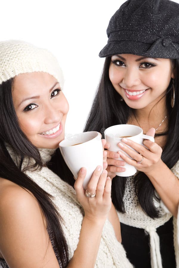 Asian Women Drinking Coffee Stock Photo - Image of beautiful, female ...