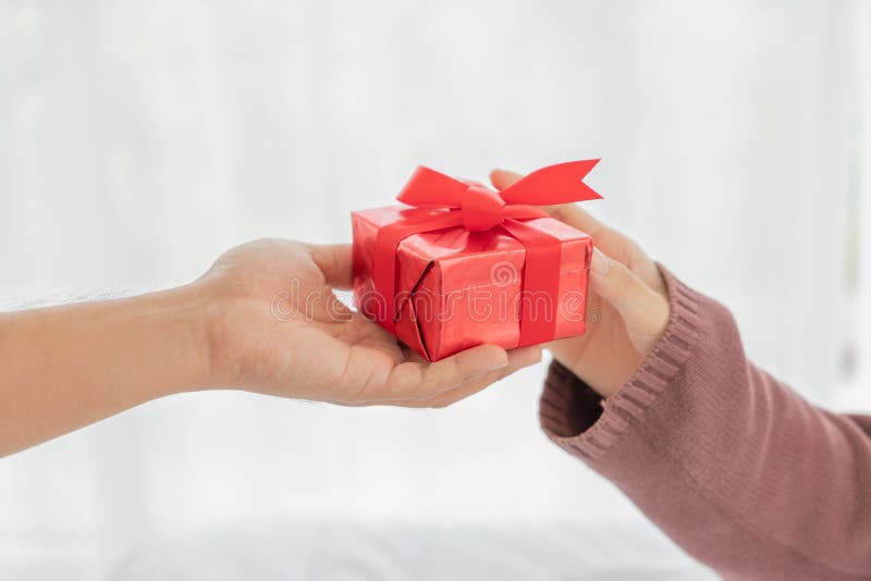 Asian Women Happy To Receive a Gift Box Stock Photo - Image of hand ...