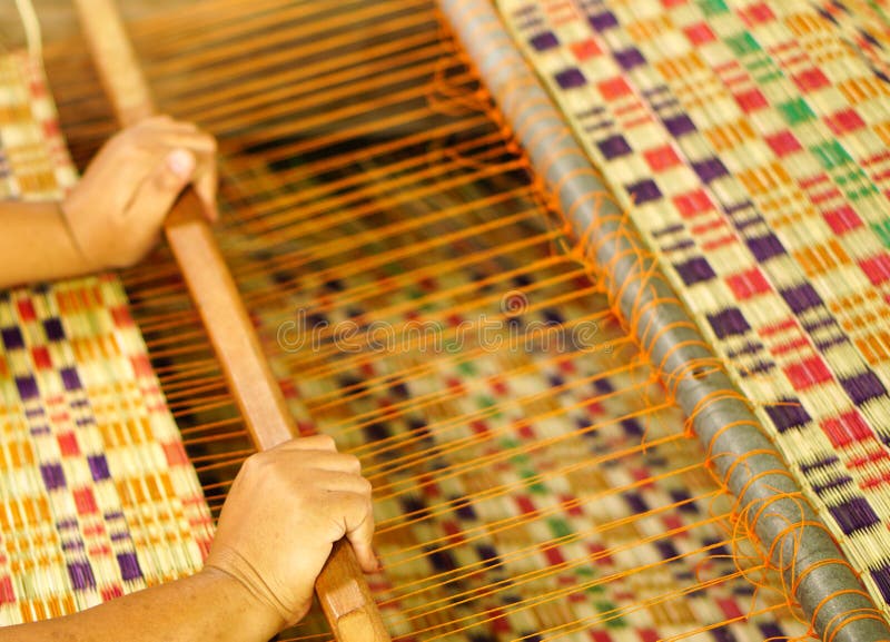 Asian Women are Making Textiles for Family Use. Stock Image - Image of ...