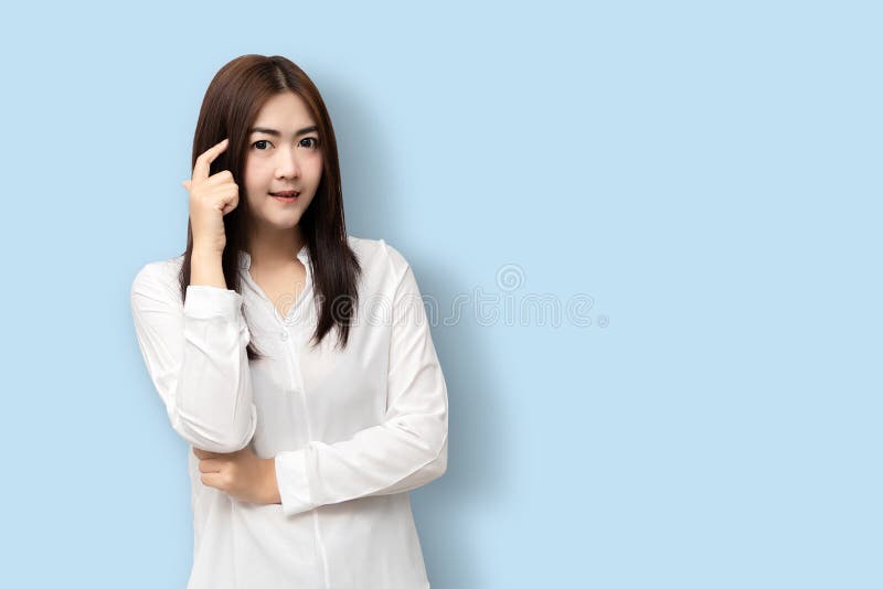 Asian Women are Thinking, Problem Solving with the Brain Stock Image ...