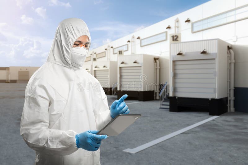 Asian Worker or Engineer Wear Protective Coverall Suit Work at ...