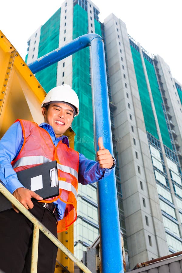 Asian Worker or Supervisor on Building Site Stock Photo - Image of ...