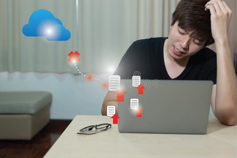 Asian Working Man Who Work from Home Annoying with Bad Internet ...