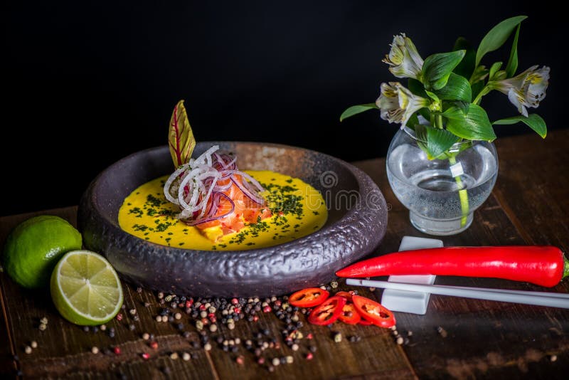 Asian yellow soup stock image. Image of chili, pepper - 89880253
