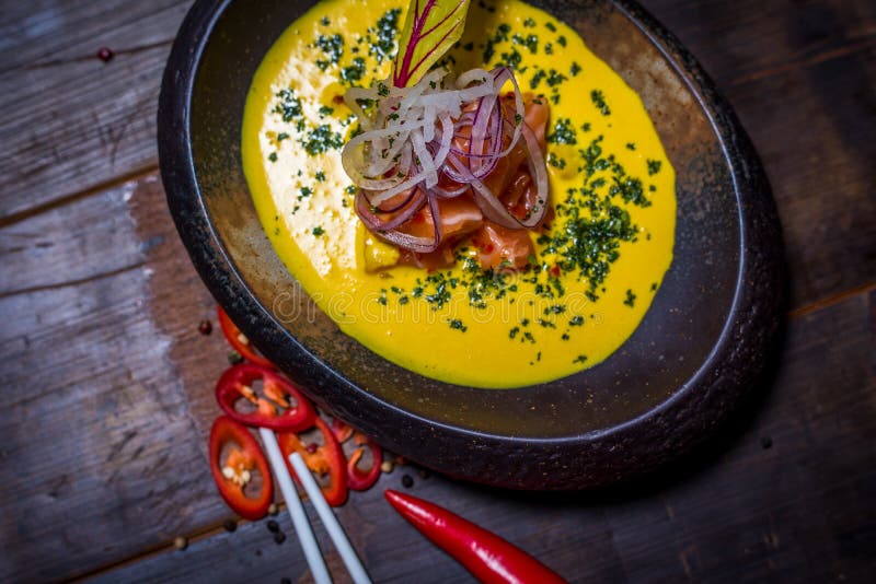 Asian yellow soup stock image. Image of coconut, chicken - 89880271