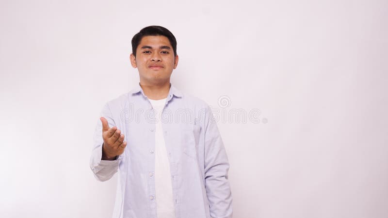 Asian Young Man Make an ASL American Sign Language Using His Hand Stock ...