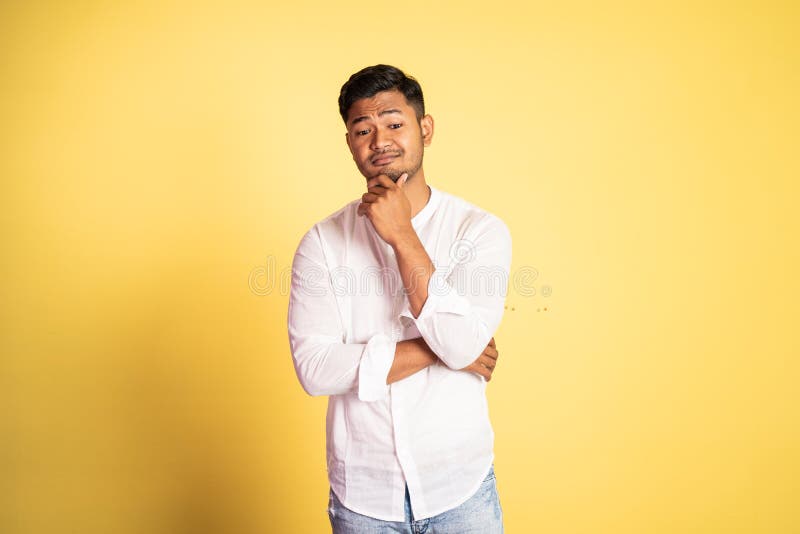 Man holding chin. stock photo. Image of portrait, person - 31136266