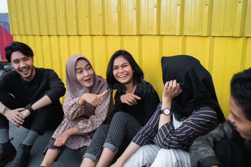 Asian Young People Chatting with Friends Stock Image - Image of happy ...