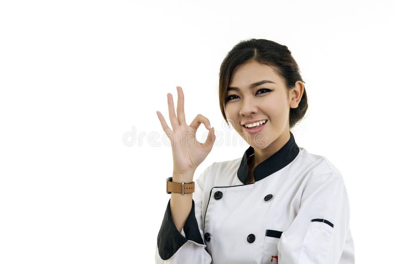 Asian Young Woman Chef Cook on White Stock Photo - Image of meal, girl ...