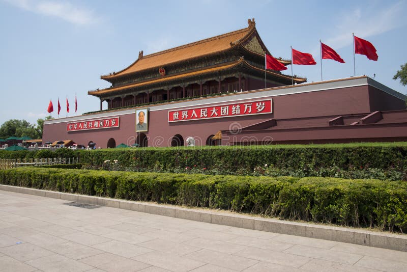 Asiat China, Peking, Tiananmen Redaktionelles Bild - Bild von gebäude ...