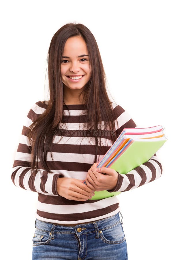 Studentenmädchen, Das Zurück Zur Schule Und Zum Lächeln Geht Stockfoto ...
