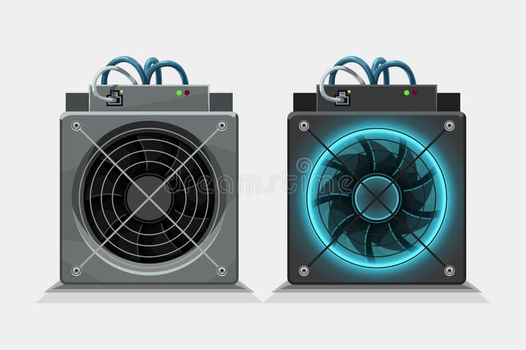 Asic Computers Front View for Mining Cryptocurrency Stock Vector ...