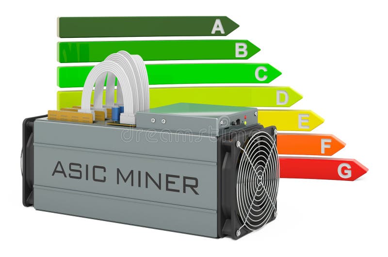 ASIC Miner with Energy Efficiency Chart, 3D Rendering Stock ...