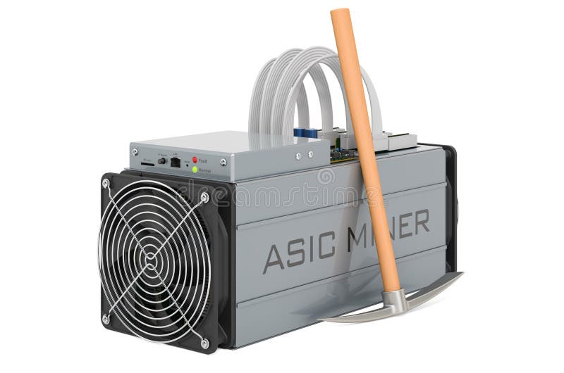 ASIC Miner with Pickaxe, Mining Concept. 3D Rendering Stock ...