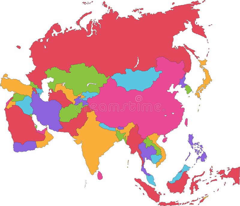 Asia - Political Map of Asia Stock Illustration - Illustration of ...