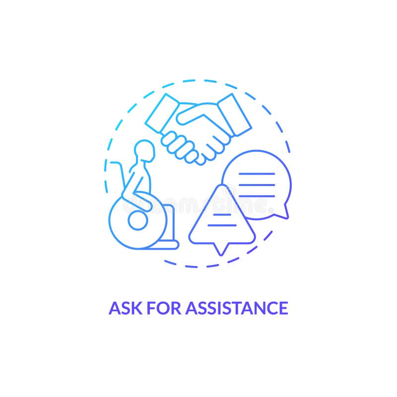 Ask for Assistance Blue Gradient Concept Icon Stock Vector ...