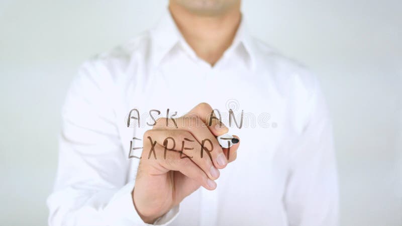 Ask an Expert, Man Writing on Glass, Handwritten Stock Photo - Image of ...
