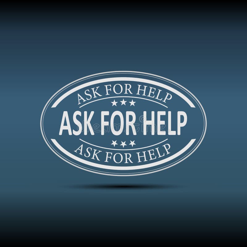 Ask for Help Badge Icon. Flat Vector Illustration on Blue Background ...