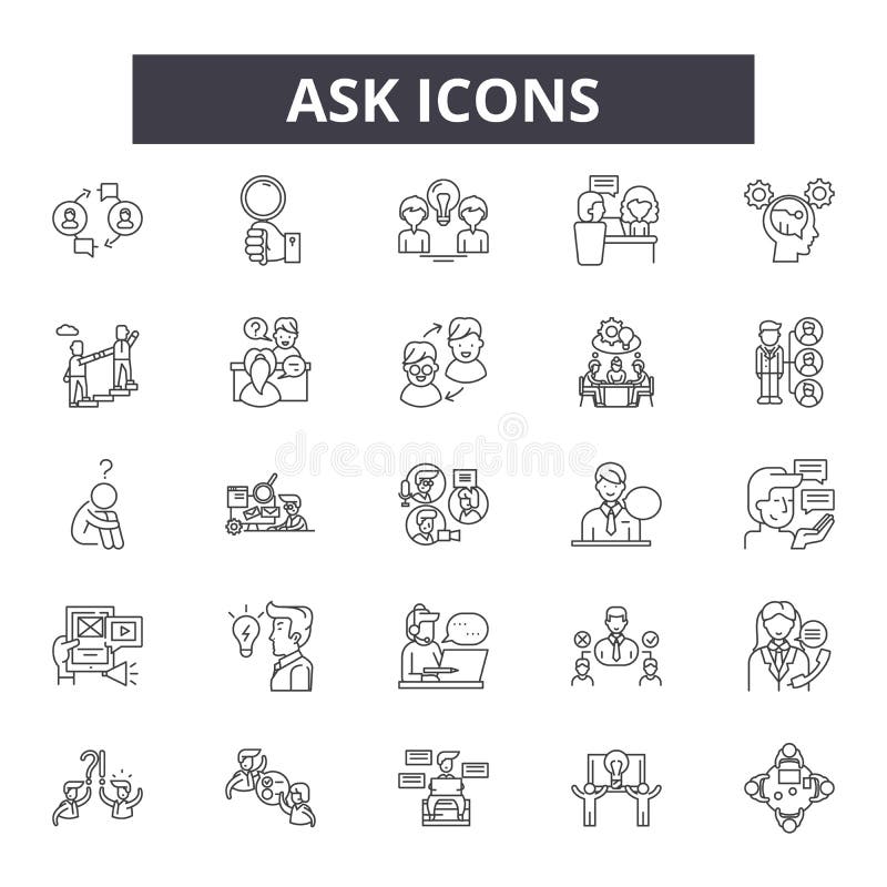 Ask Line Icons, Signs, Vector Set, Outline Illustration Concept Stock ...