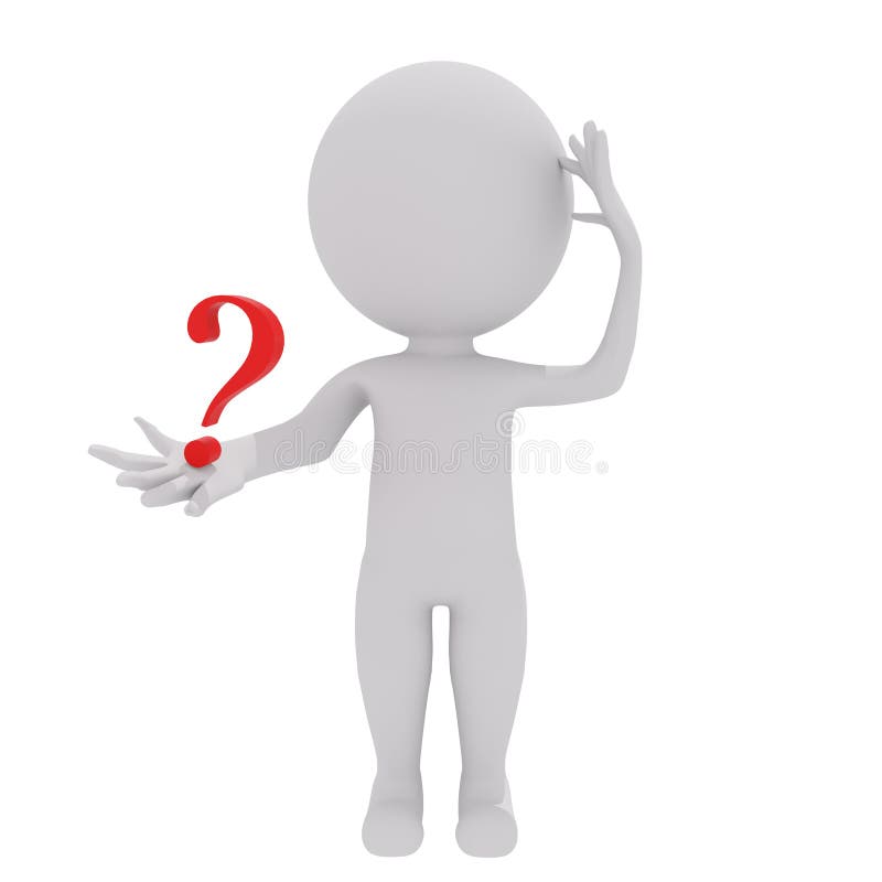 Ask Question Mark on the Hand of 3d White Man Human Character Isolated ...