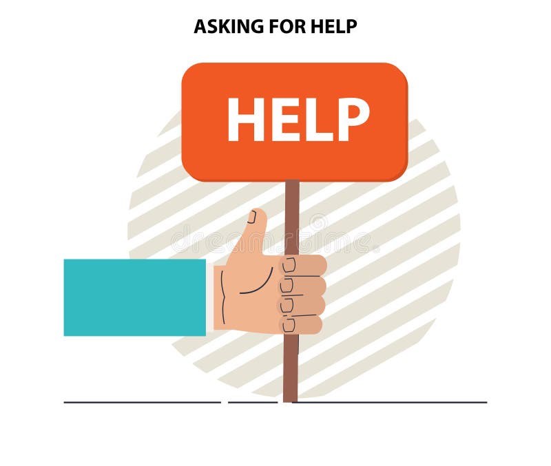 Asking for Help. Character Seeking Support from Other People Stock ...