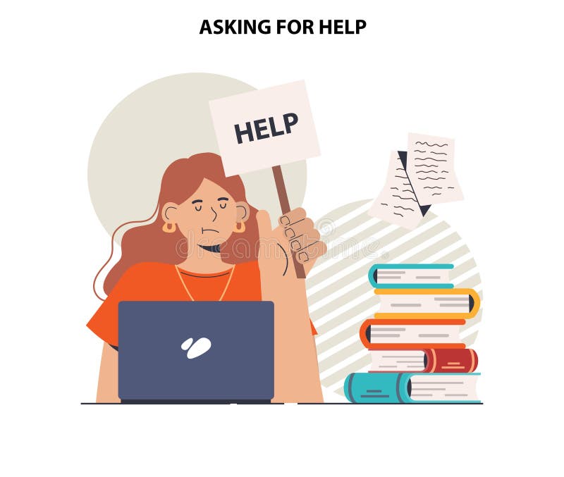 Asking for Help. Character Seeking Support from Other People Stock ...