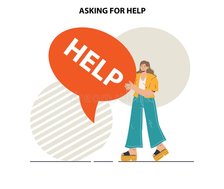Asking for Help. Character Seeking Support from Other People Stock ...